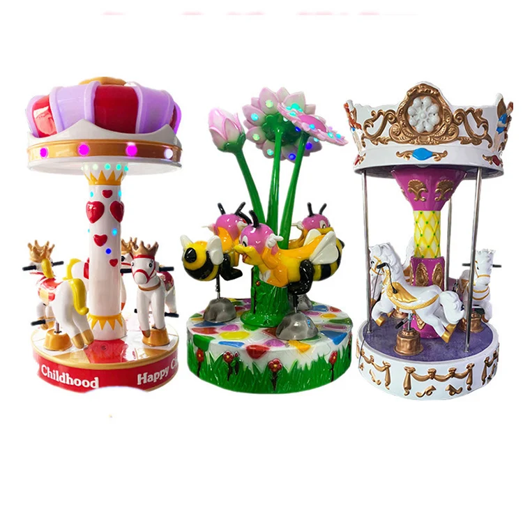 Indoor Amusement Park 3 Player Kids Horse Swing Ride Mini Carousel ...