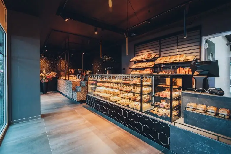 Durable Bakery Bread Display Showcase Varnish Surface Retail Shop ...