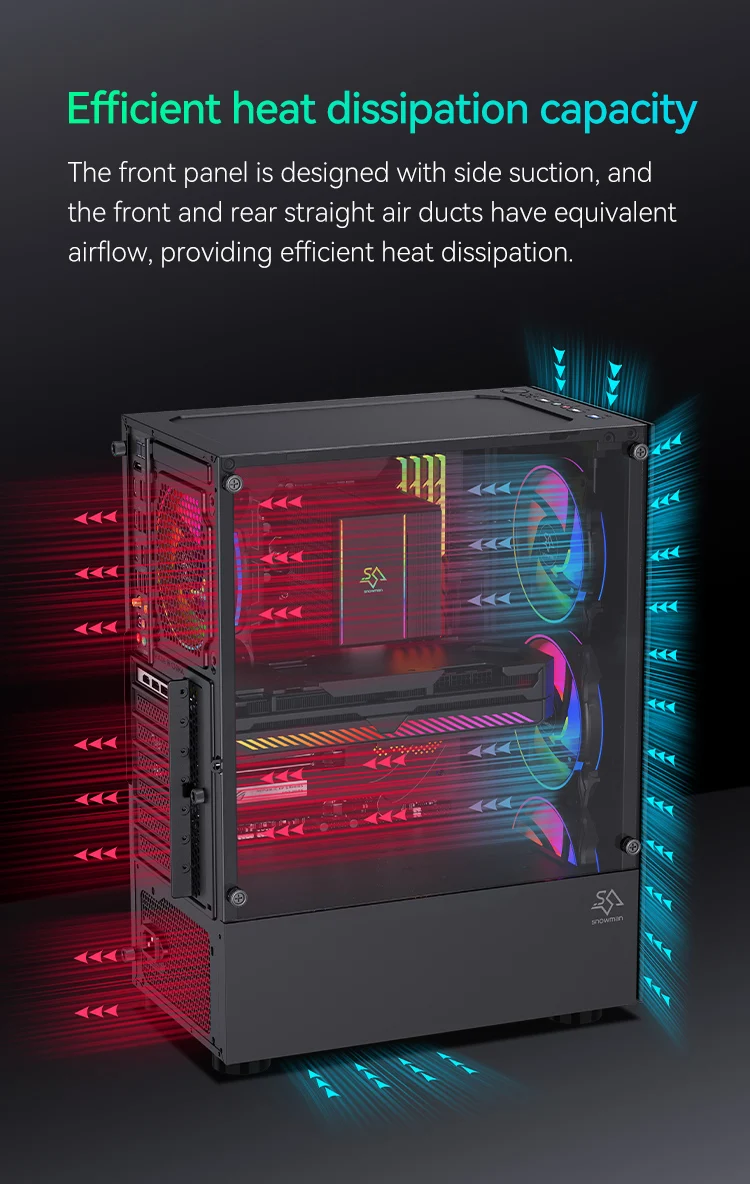 SNOWMAN Computer Gaming Chassis - ATX Case for Mid Tower