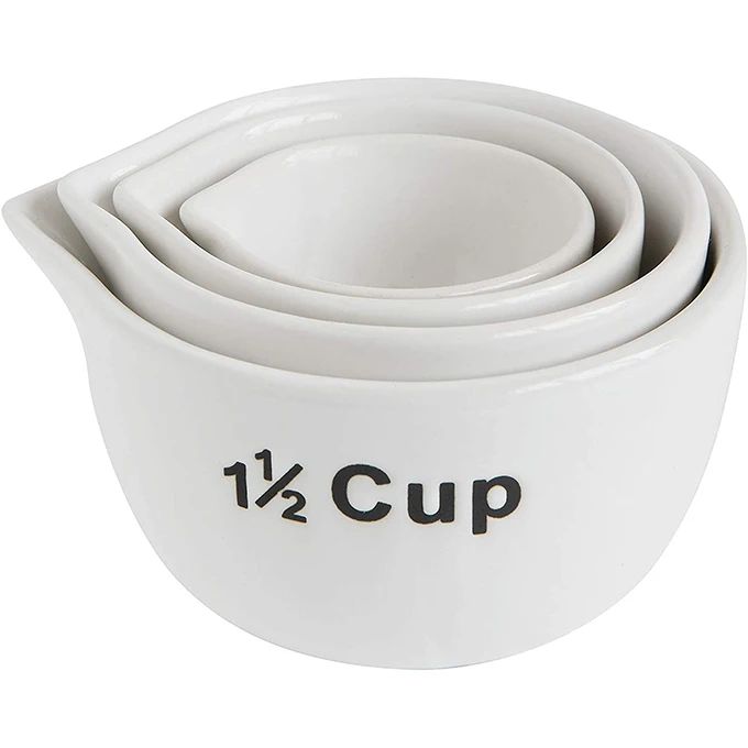 Plain White Sets Of 4 Ceramic Measuring Cups For Kitchenware - Buy ...
