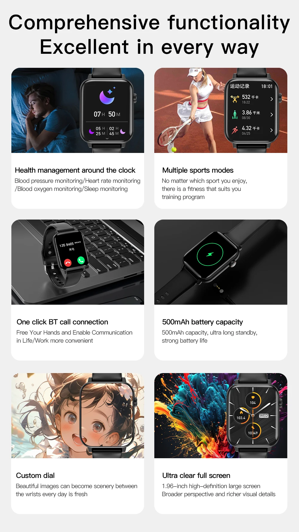 A60pro Smartwatch High Resolution Magnetic Charging Multi-health ...