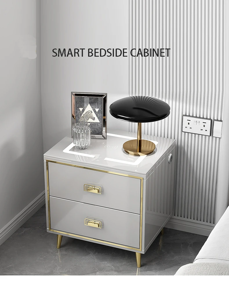 Modern Smart Small Bedside Table With Wireless Charger Bedroom Bedside ...
