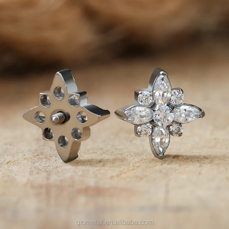 Astm F136 Titanium Piercing Internal Threaded Top End Body Ear Piercing ...