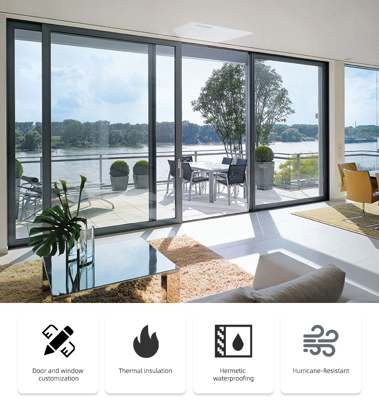 Modern High Aluminum Double Glass Accordion Large Big Long Bi Sliding ...