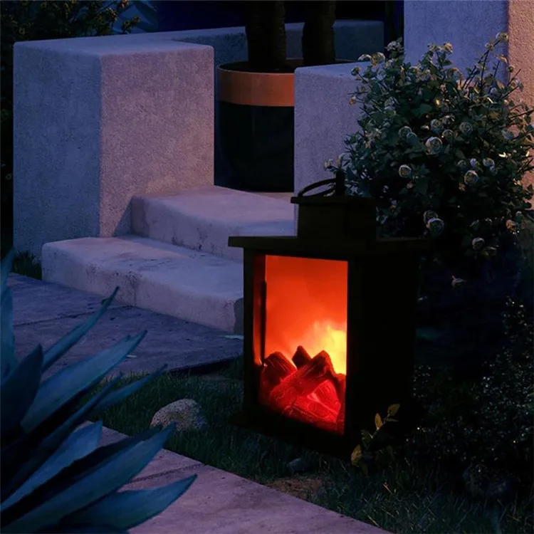 Customized Fireplace Lantern - Battery & USB Operated