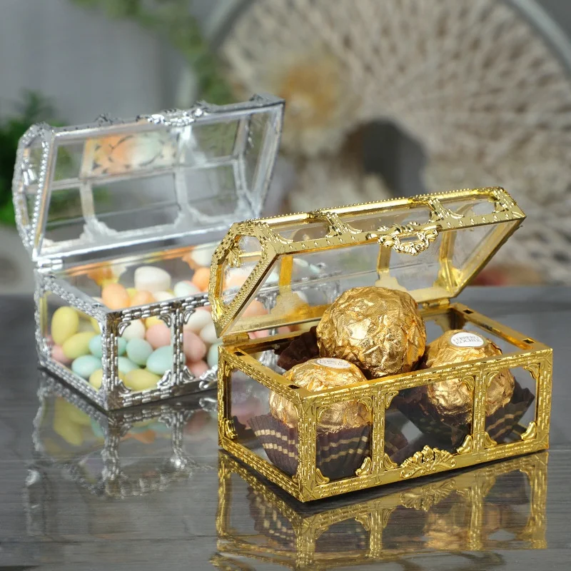 Transparent Plastic Gold Silver Treasure Chest Candy Packaging Box ...
