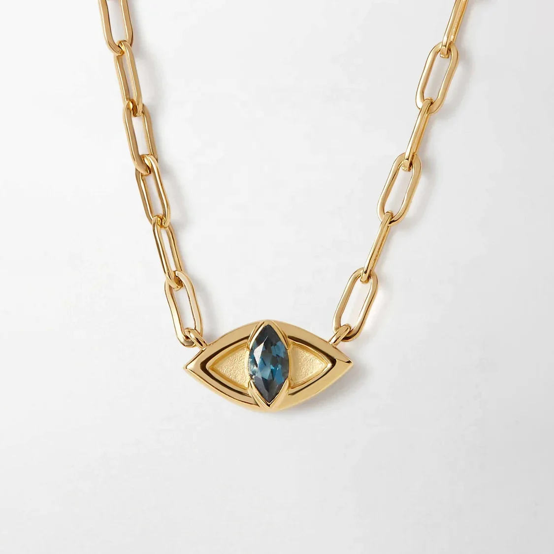 Lozrunve 925 Sterling Silver Bohemian Evil Eye Paperclip Chain Necklace ...