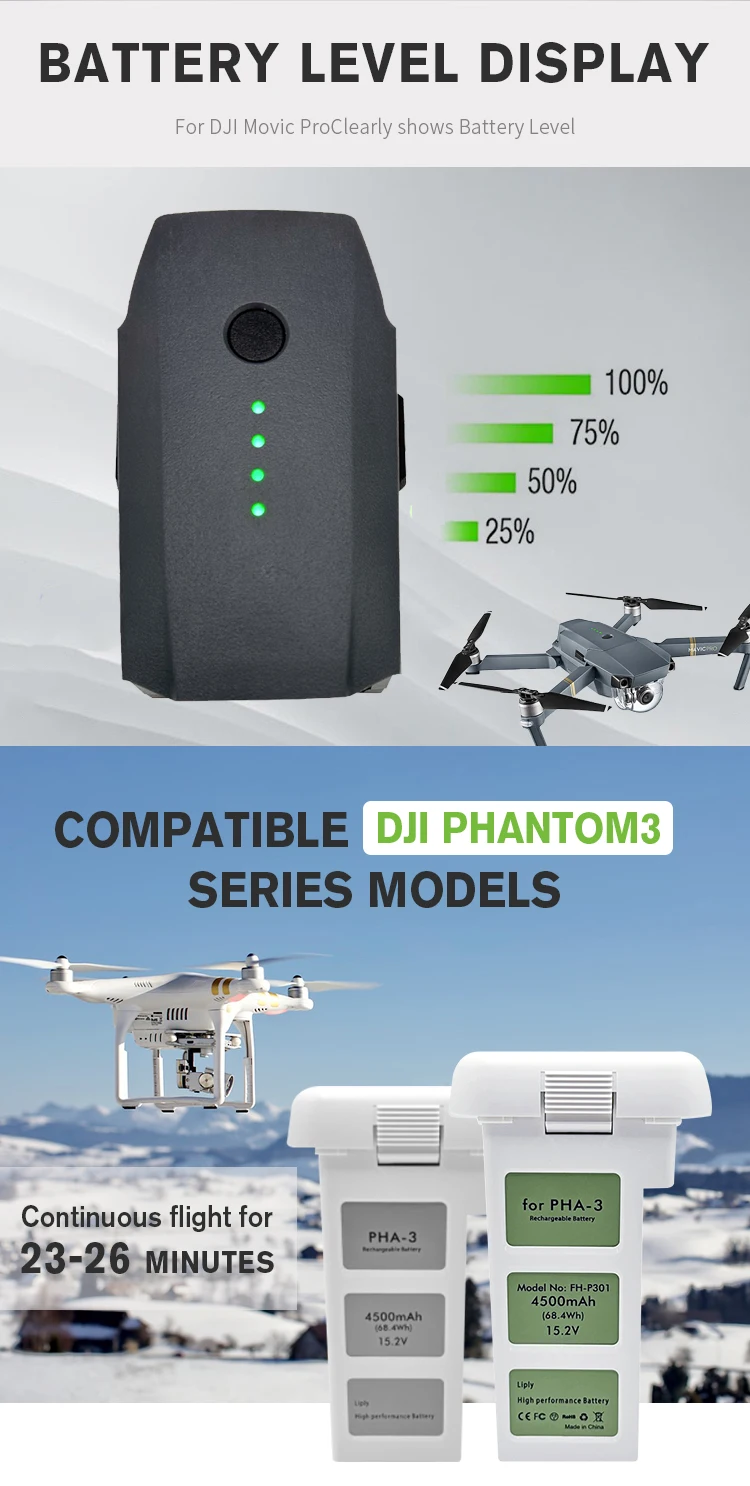 3830mah 11.4v Drone Battery Suitable For Dji Mavic Pro Drone ...