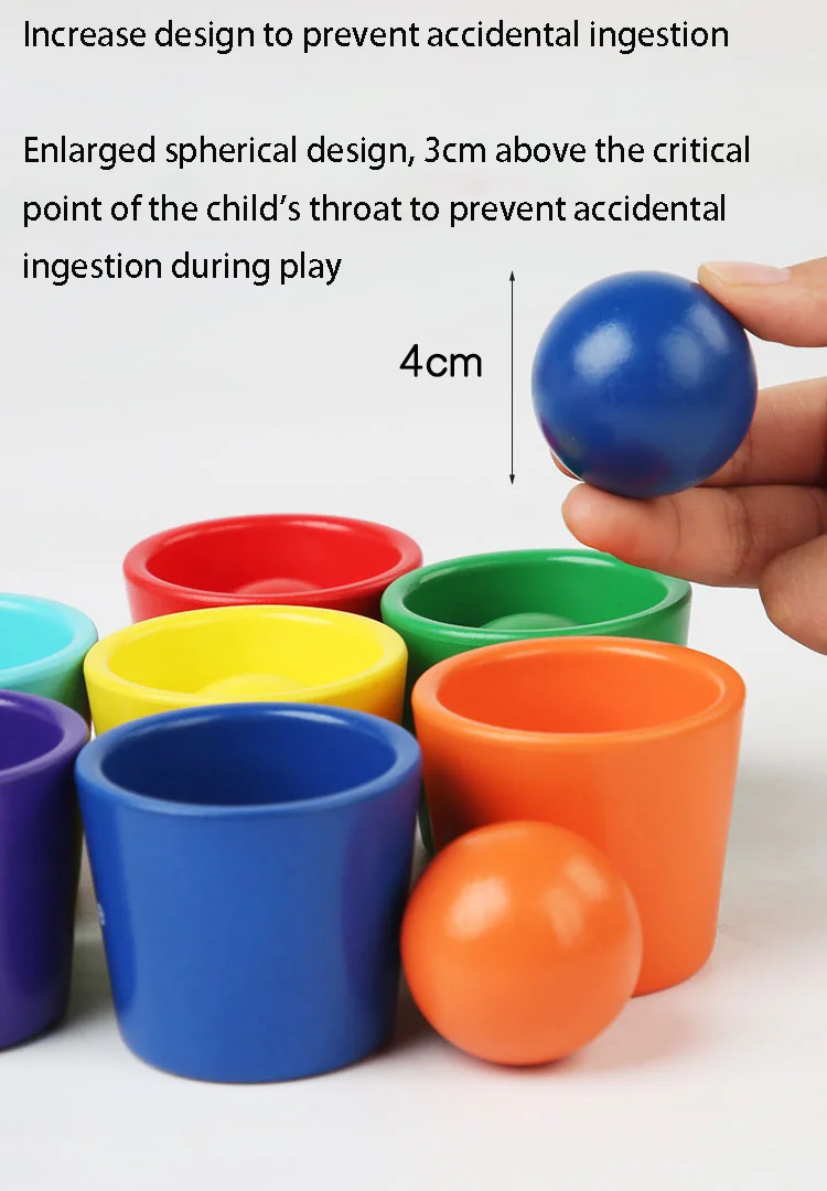 Wooden Toys Skill Exercise Color Sorting Matching Ball Cups Game Sorter ...