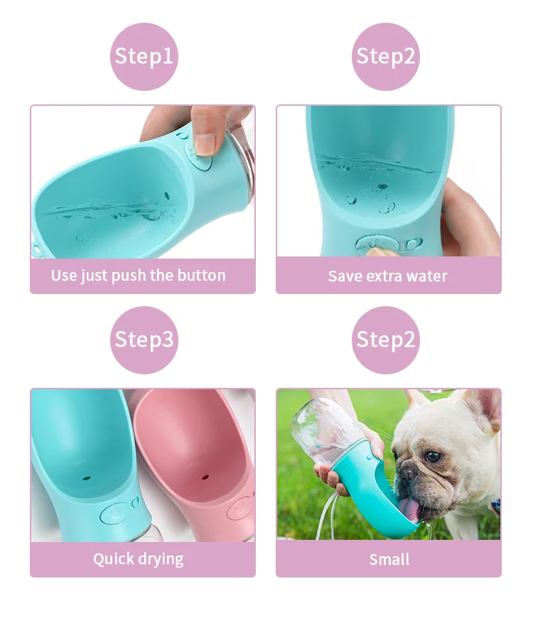 Hot Selling 350/550ml Leak Proof Portable Puppy Pet Water Dispenser Foldable Dog Water Bottle ...