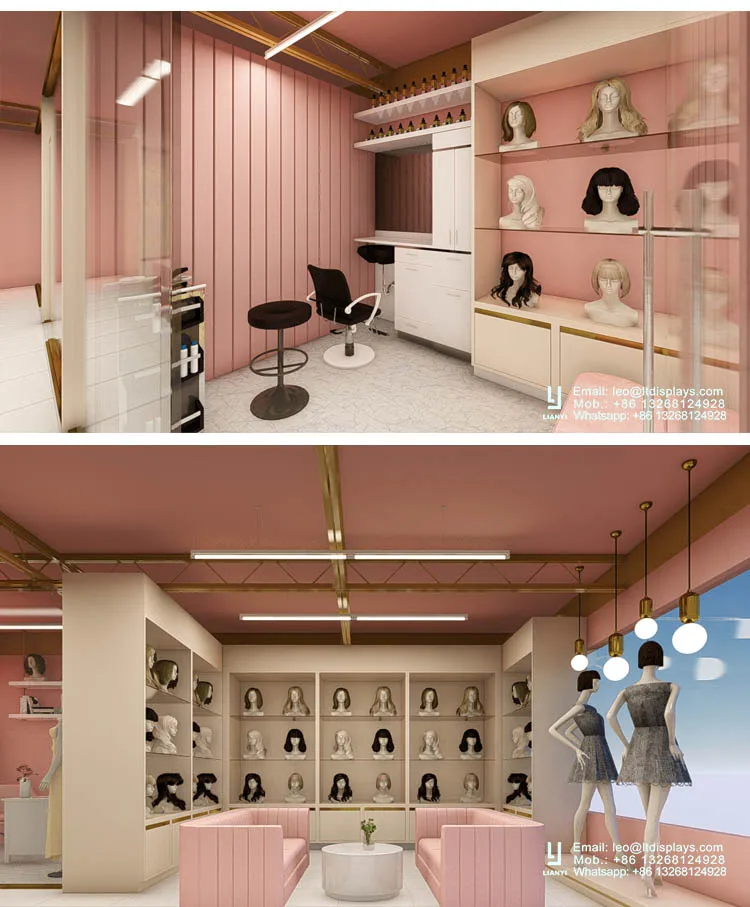 Lianyi Luxury Shop Interior Design - Wig Stand Display Cabinet