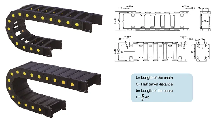 Flexible Plastic Drag Chain Cable Carrier System Cable Track For Cnc ...