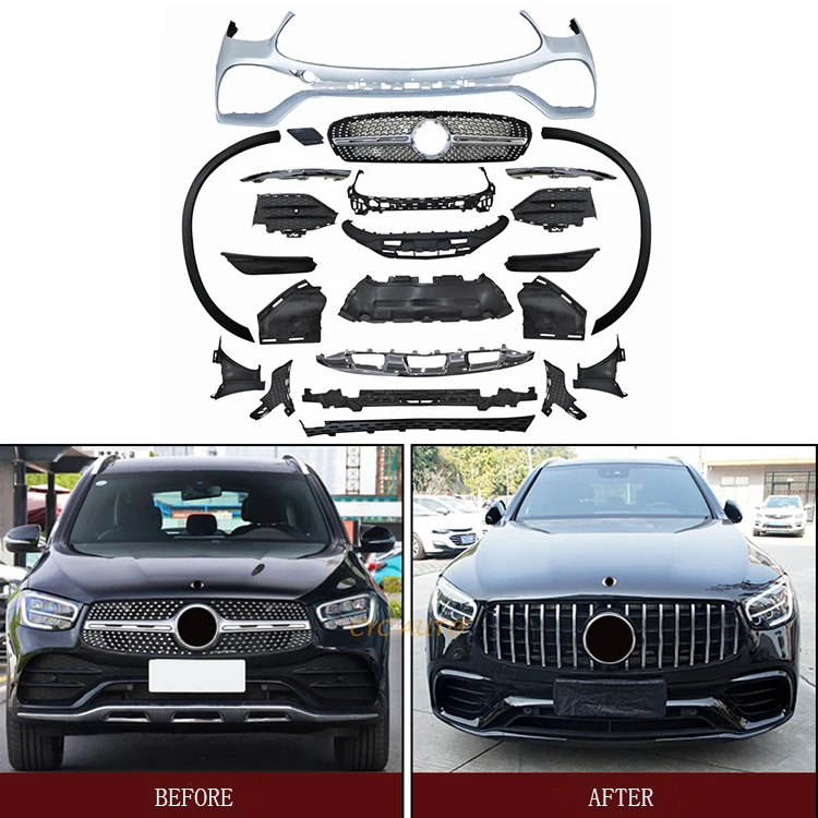 Glc63 Look Front Bumper With Grille Wheel Arche Car Parts For Mercedes ...