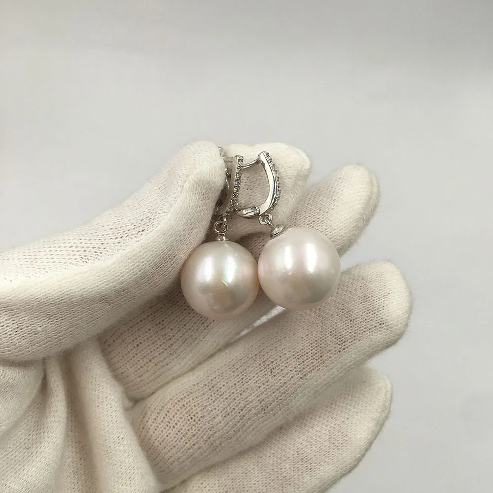 925 Silver Natural Pearl Jewelry Set,AA 14-16 MM Big Perfect ROUND ...