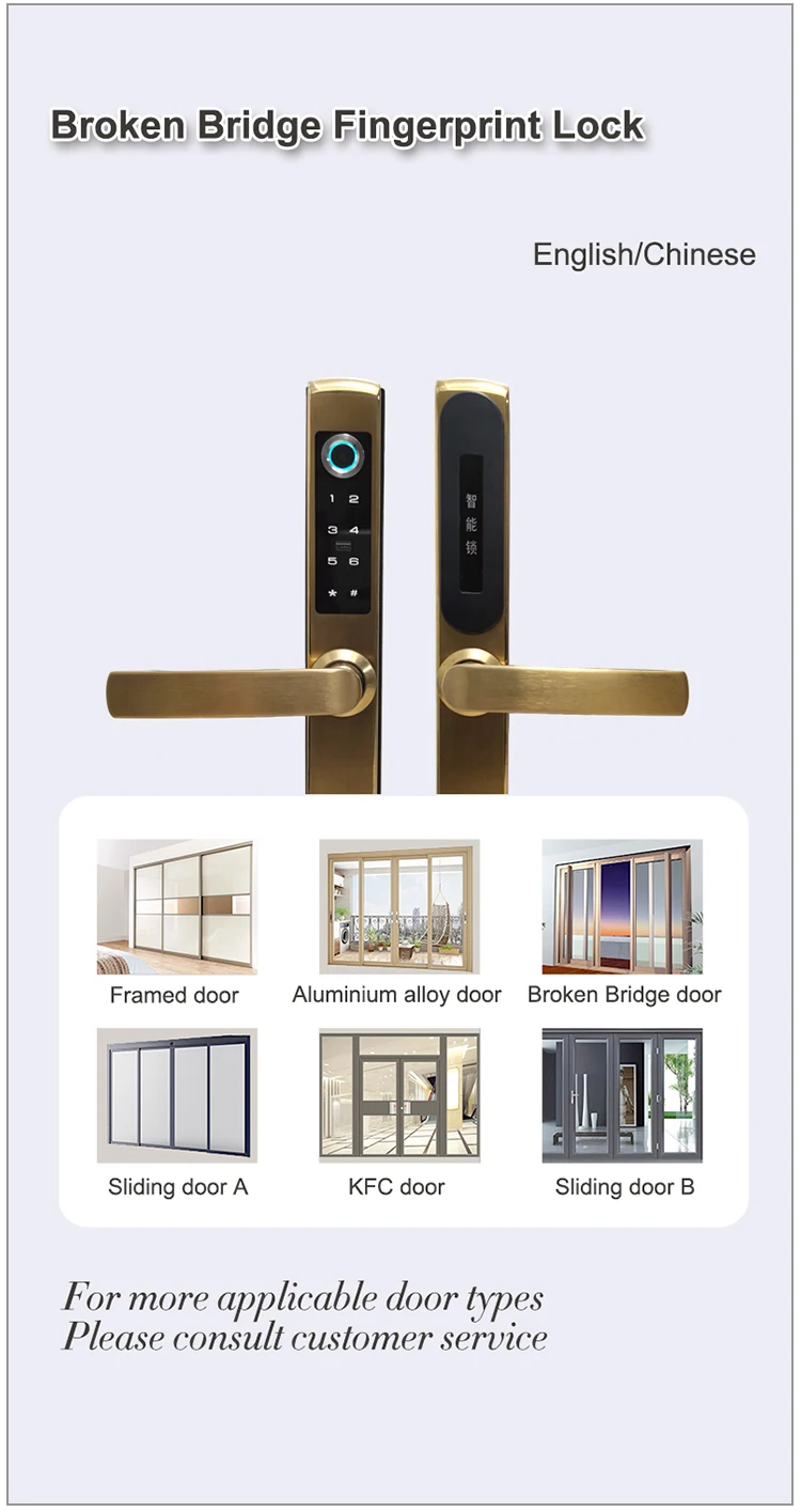 Golden Fingerprint Interior Biometric Office Sliding Glass Aluminium ...