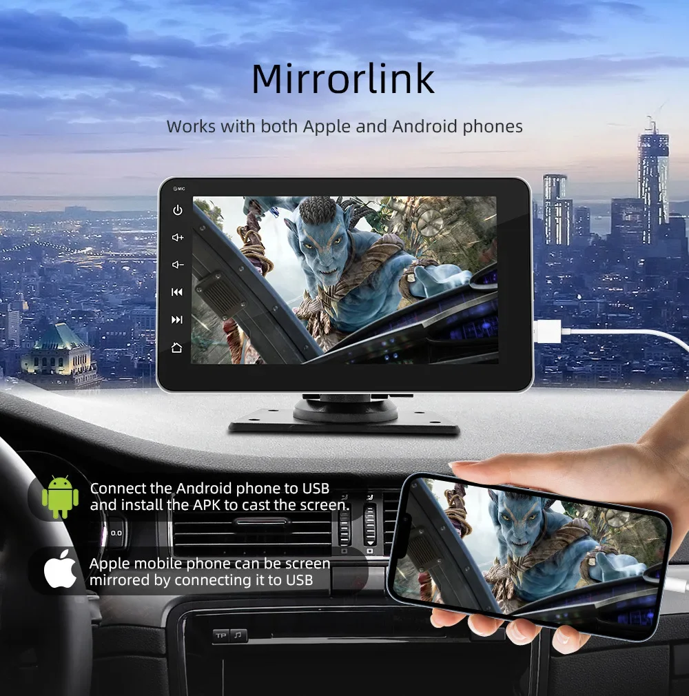 Universal 7 Inch Radio Multimedia Carplay Android Auto Wireless Car ...