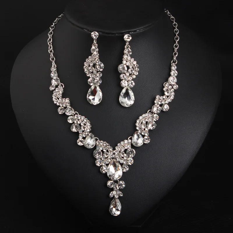 High Quality Bling Jewelry Set Cubic Zircon Crystal Necklace Earring ...