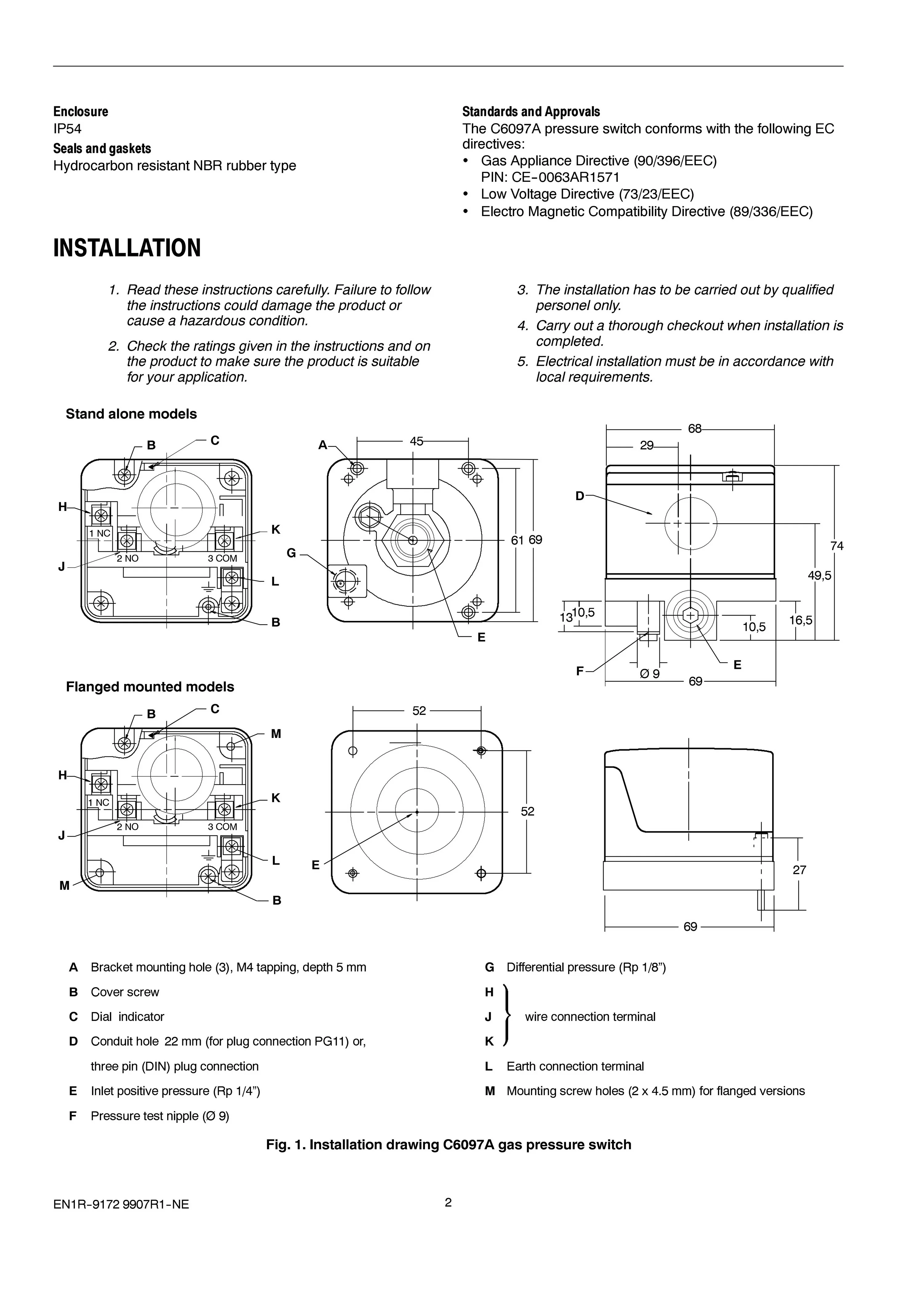 Old Model Honeywell Gas Pressure Switch C6097 C6097a2410 - Buy ...