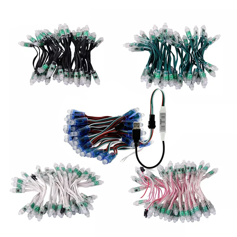 Ws2811 Ic Built-in Rgb 12mm Led String Full Color 5v 12v Led Pixels Module Waterproof Ip68 Point ...