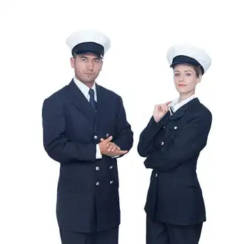 Mens Airline Pilot Shirt Security Uniform Navy Blue Patrol Uniform Set ...