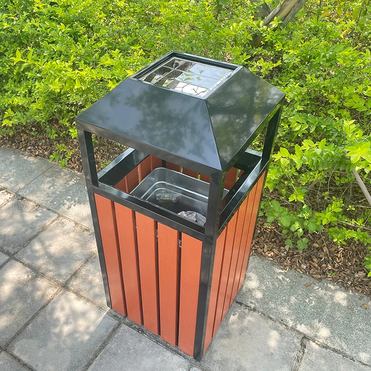 Wood Outdoor Customized clear Public Metal Steel Trash Sorting Garbage ...