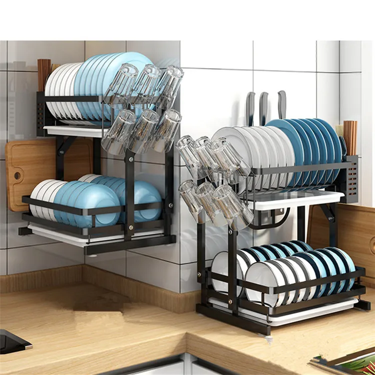 Multi Functional Wall-mounted Desktop Folding Stainless Steel Dish ...