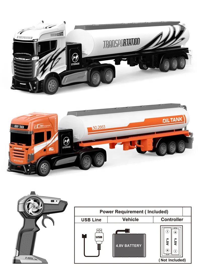 1:16 RC Tanker Truck Toy - Remote Control Oil Truck Vehicle