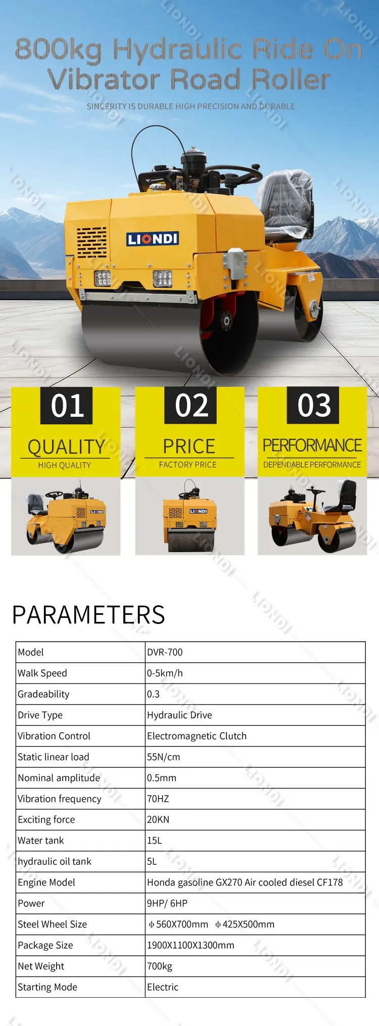 Multi-model Roller Mini Roller Mini Roller Dvr-700 For Asphalt Pavement ...