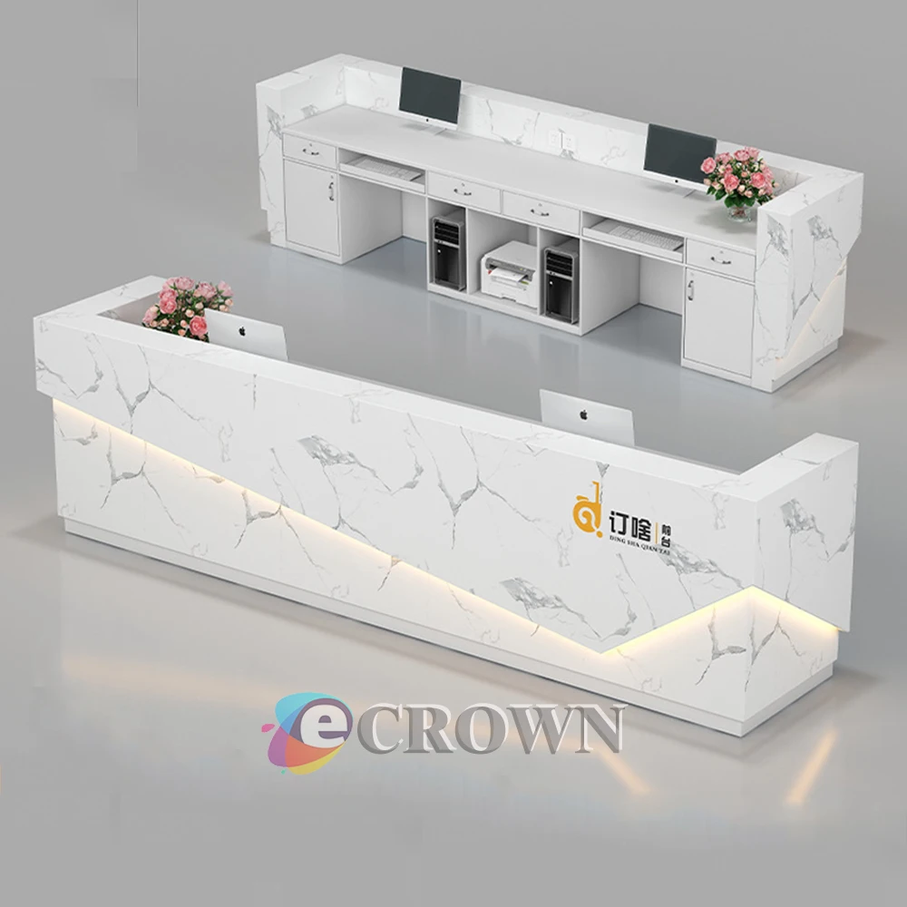 Reception Checkout Counter Powder Coated Veneer Mdfen Registration ...