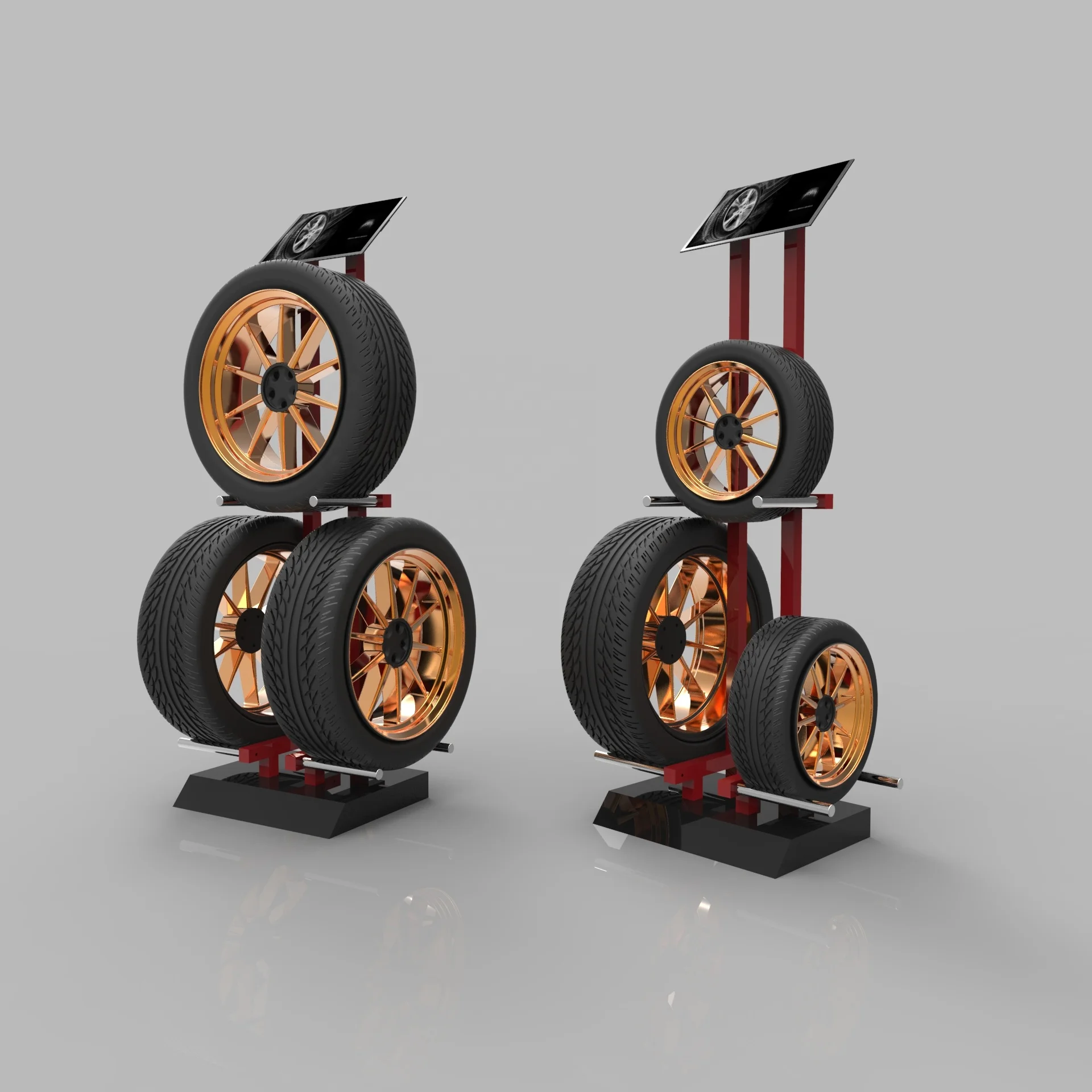 3 Tyres Pirelli Wheel Display Rack - Floor Standing 3 Shelves