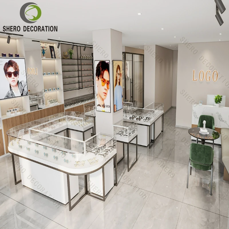 Custom Modern Optical Shop Interior Design Wooden Eyewear Showcase ...
