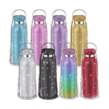 350ml Bling Diamond Thermos Portable Glitter Rhinestone Water Bottle ...