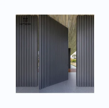 Hitech Black Luxury Design Wooden Slat Hidden Modern Entrance Pivot ...