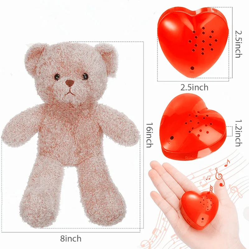 Plush Toy with Back Zipper Teddy Bear with Voice Recorder