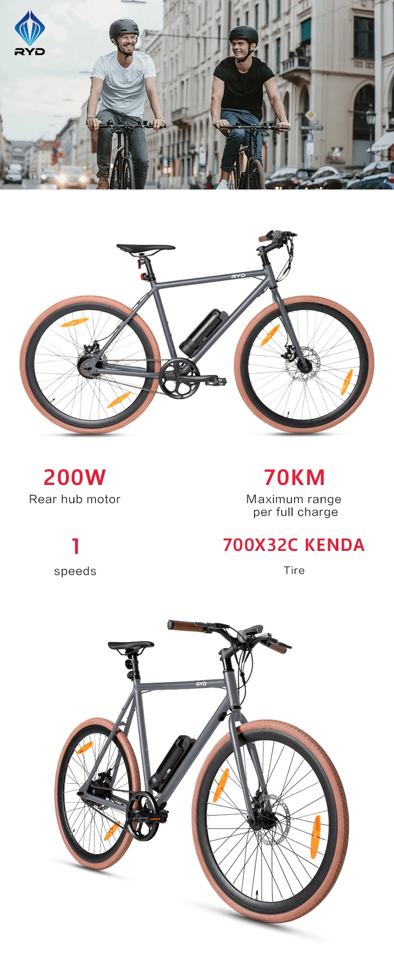 Lightweight Stylish Electric City Bike With 200w Motor And Hidden 10ah ...
