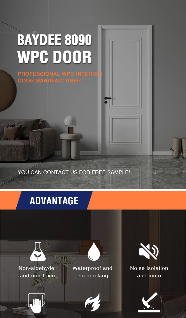 Wooden Plastic Panel WPC Door Design - Waterproof & Fire Resistant