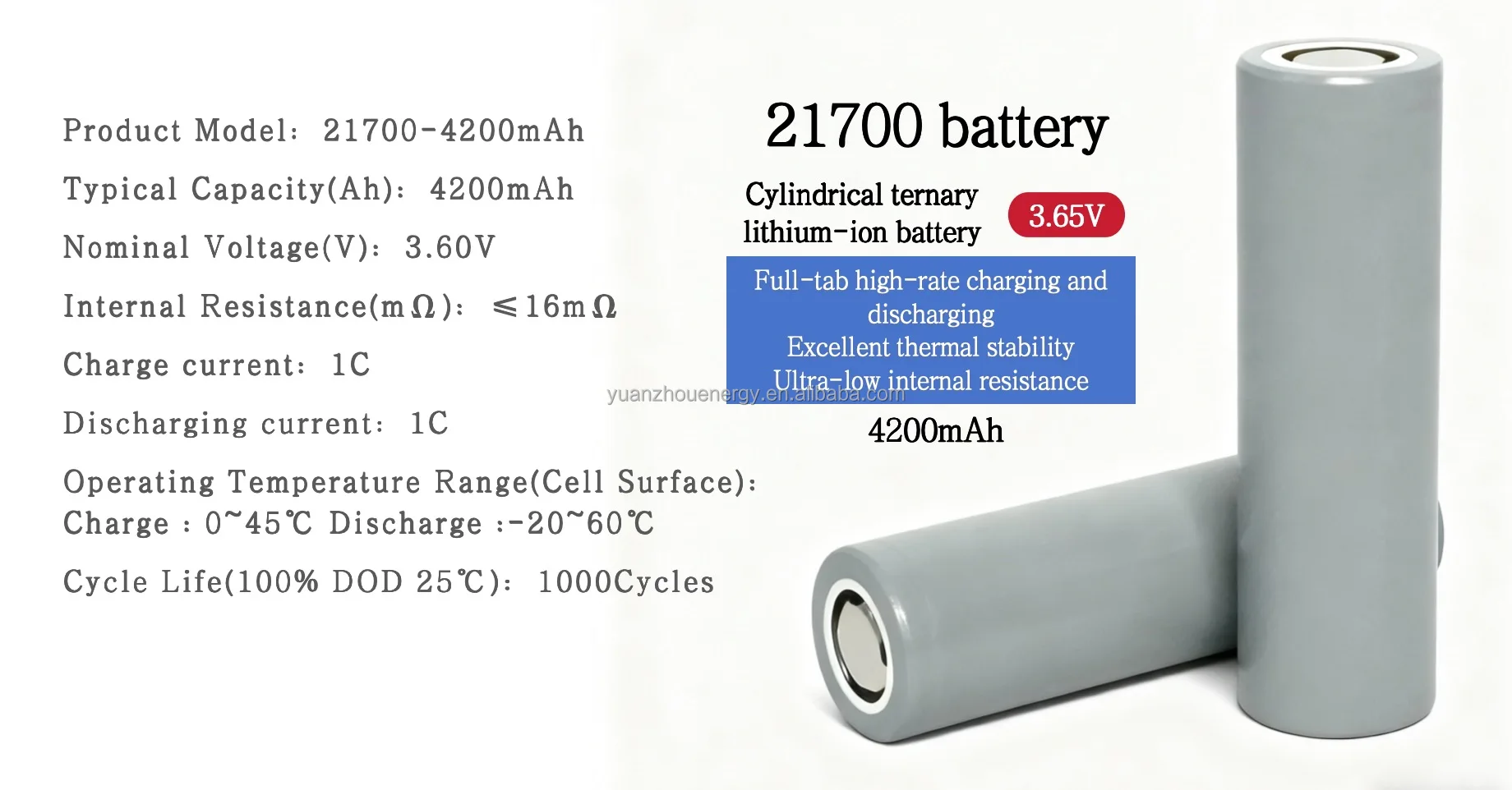 21700-4200mAh 3.6V Liquid LiNiMnCoO2 Cathode Lithium Battery for ...