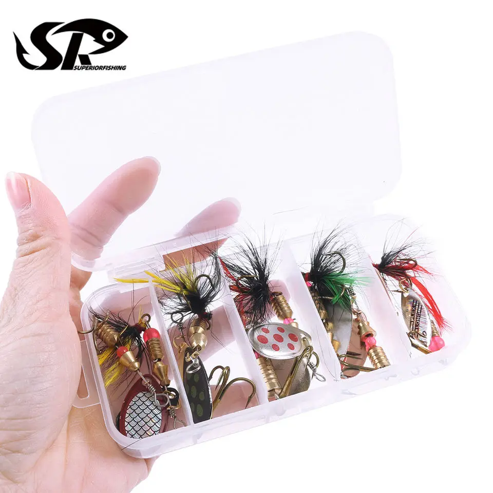 Superiorfishing Inline Spinner Lure Combo 10pcs Trout Spinners Lure Freshwater Trout Fishing ...