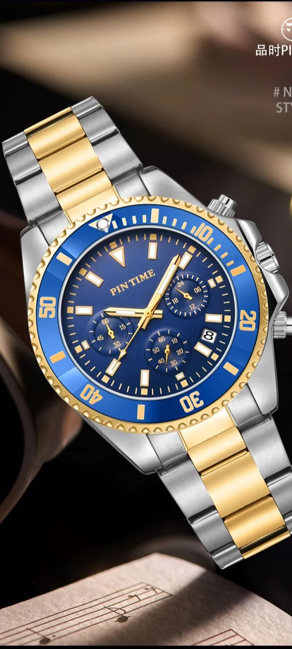 Custom Logo Analog Date Waterproof Chronograph Relojes Stainless Steel ...