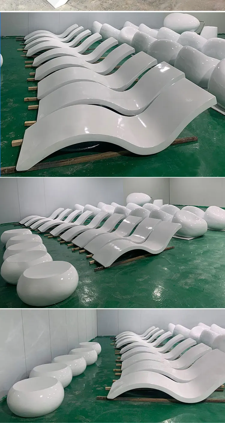 Custom Outdoor Modern Fiberglass FRP Pool Lounge Chair