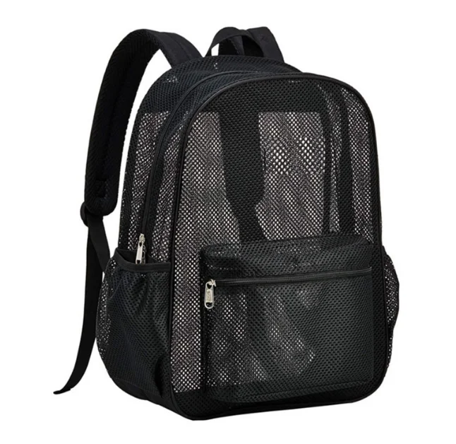 Fashion Mesh School Bag Student Net Backpack Semi Transparent School ...