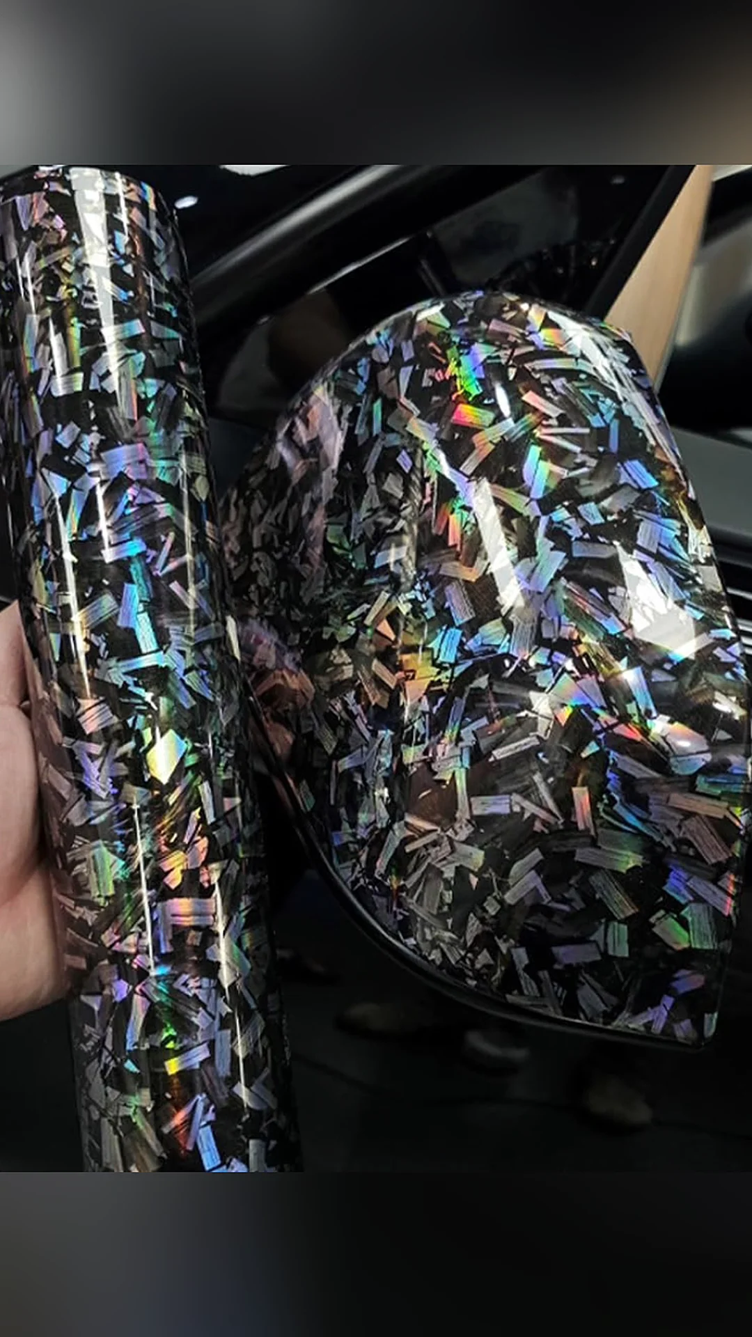 Gloss Black Forged Carbon Fiber Vinyl 30*150cm Air Release Vehicle ...