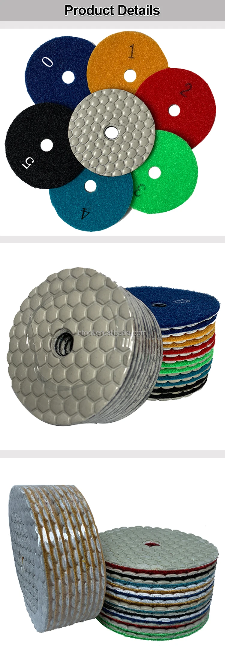 6inch 150mm Diamond Dry Polishing Pad Stone Resin Hand Polish Pad For ...