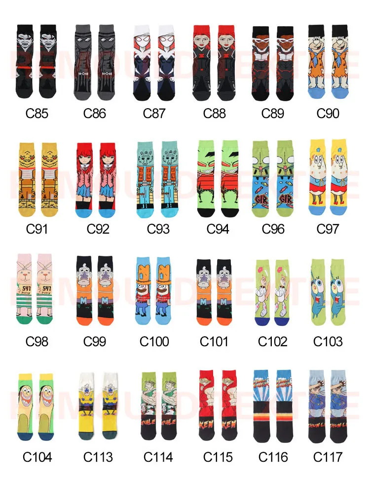 Fashion Comics Cotton Calcetines Custom Tube Crew Design Anime Cartoon ...