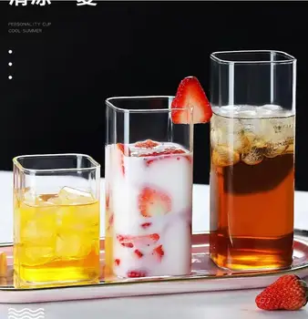 High Borosilicate Drinking Glasses Square Highball Square Glass Cup For ...