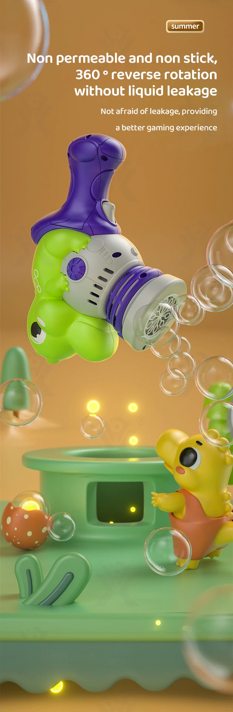 Chengji Animal Bubble Gun Blowing Toy Summer Cartoon Colorful 10 Hole ...