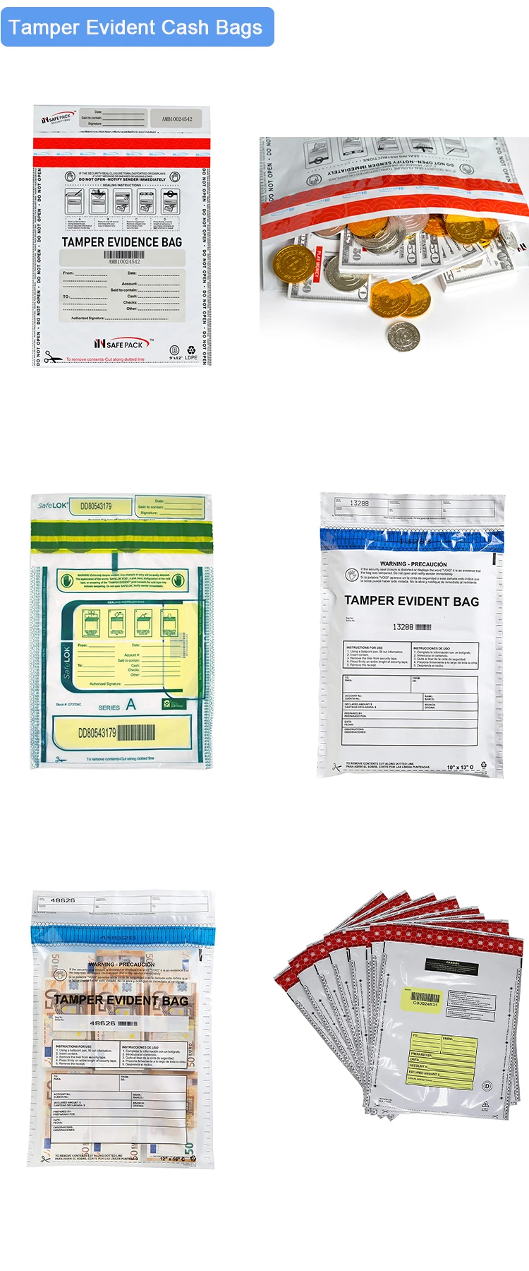 Custom Logo High Quality Security Level Cash Bags/bank Deposit Bags ...