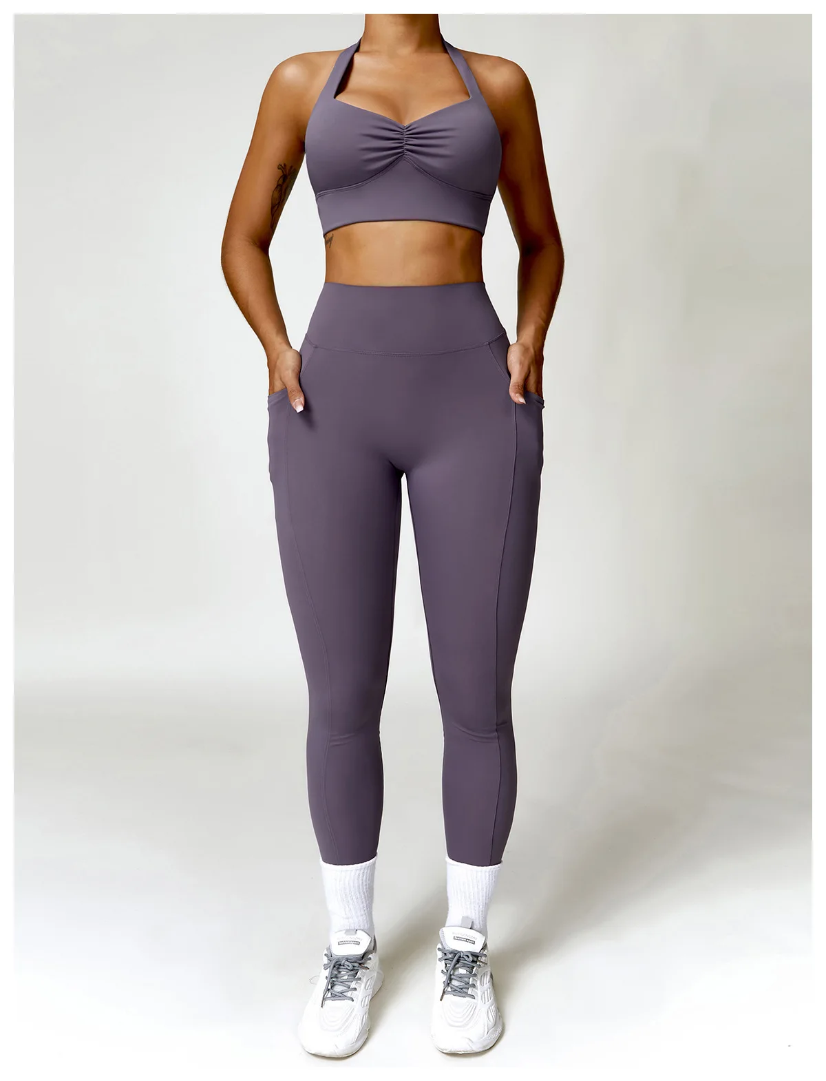 Sexy High Waist Scrunch Butt Peach Hip Yoga Leggings Set Women Activewear Sports Fitness Gym ...