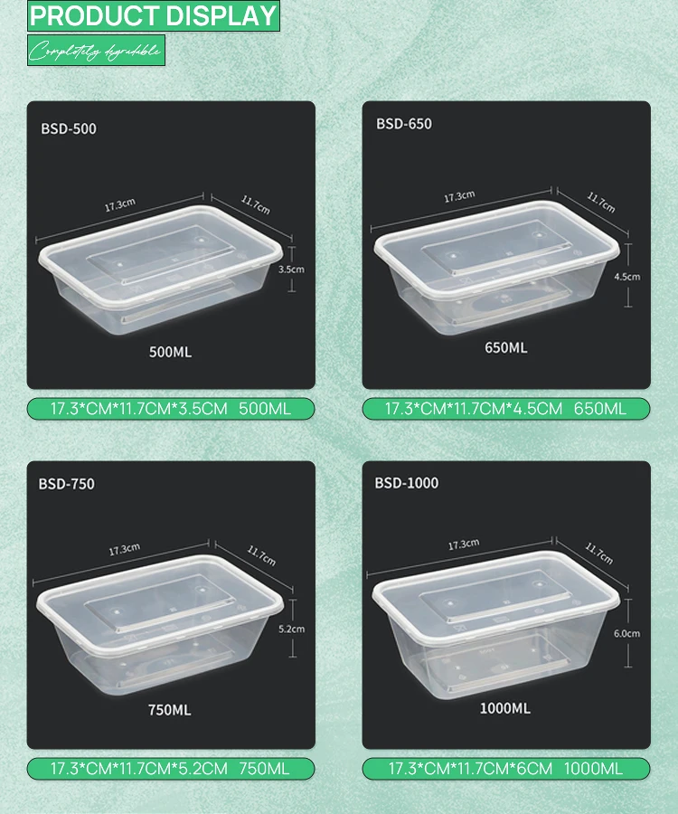 Microwavable Disposable Plastic Container Packing Use PP Rectangular ...