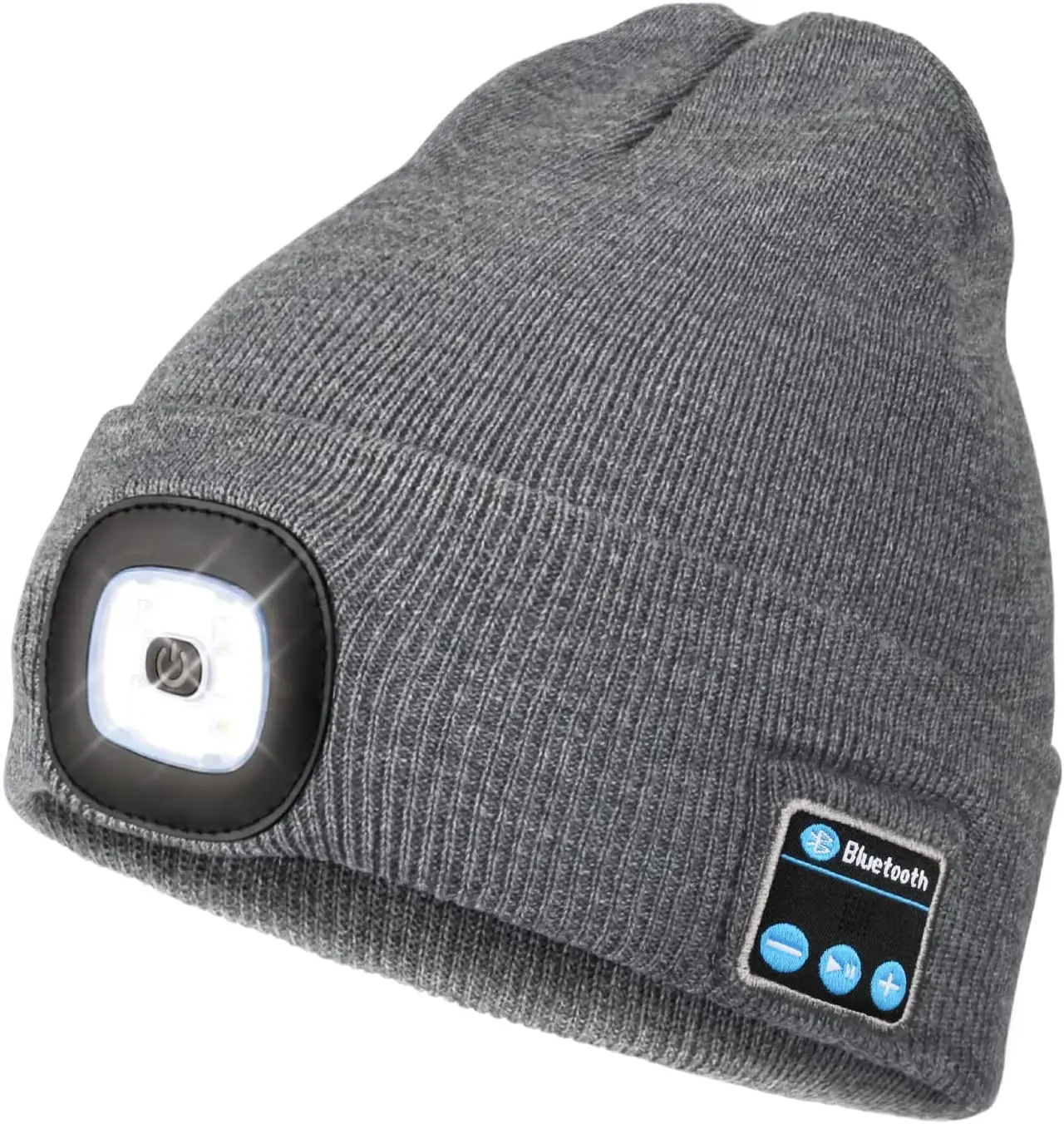 Bluetooth Beanie Hat with Light Unisex USB Rechargeable 4 LED Headlamp ...